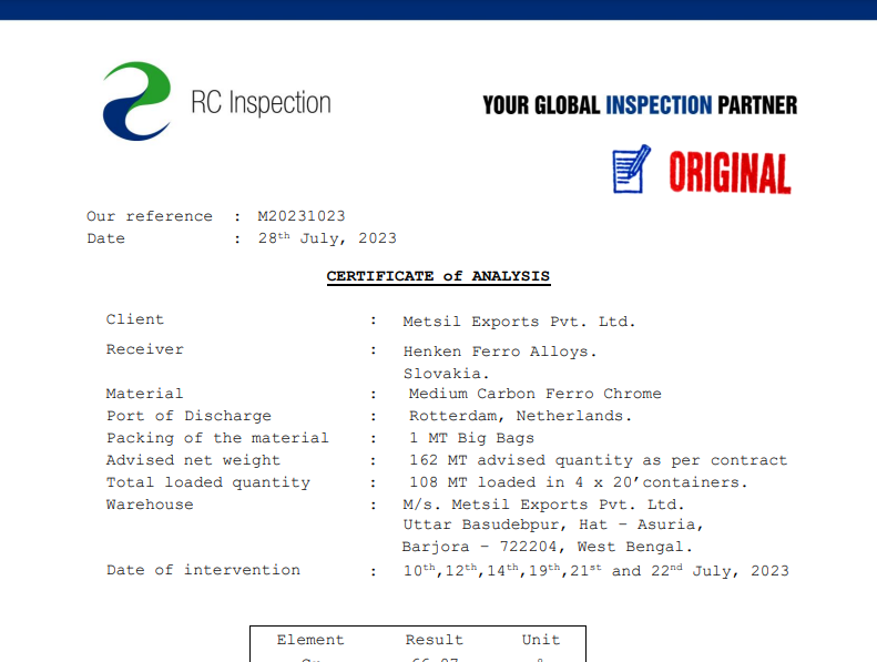 METSIL | Certificate